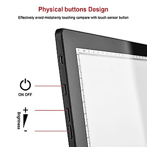 Magnetic A4 LED Artcraft Tracing Light Pad 4 Light Box Ultra-Thin Physical Buttons Control with Memory Function USB Powered Pad Animation,Sketching,Designing,Stencilling X-ray Viewing W/USB Adapter