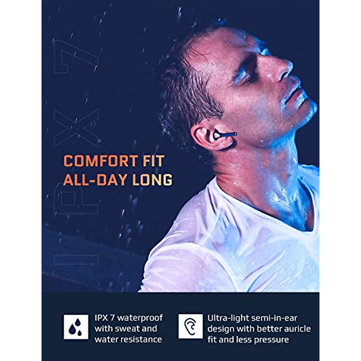 Wireless Earbuds, Cystereo Glare Bluetooth 5.0 Earbuds, 4 Mics Noise Cancelling for Clear Call, IPX7 Waterproof, Touch Control, aptX Deep Bass Earbuds with USB C Charging Case for Sports, Work