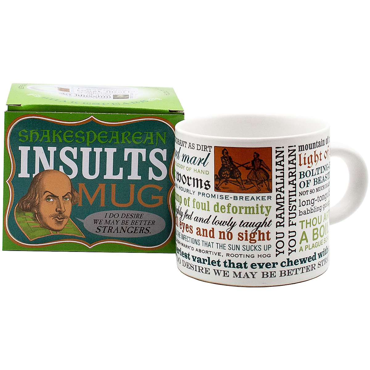 Shakespearean Insults Coffee Mug - Shakespeare's Wittiest and Meanest Insults - Comes in a Fun Gift Box