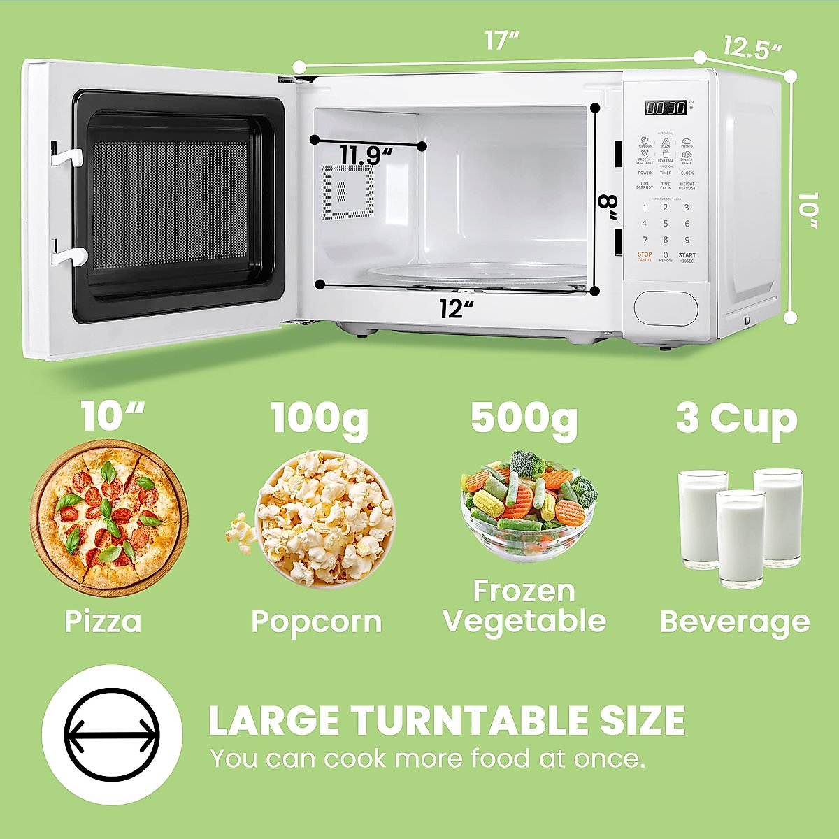 COMFEE CMO-C20M1WH Retro Microwave with 11 power levels, Fast Multi-stage Cooking, Turntable Reset Function Kitchen Timer, Speedy Cooking， Weight/Time Defrost, Memory function, Children Lock, 700W