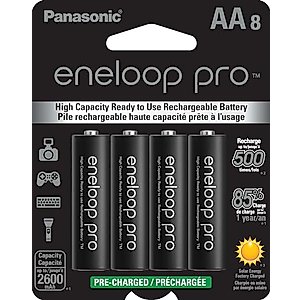 Eneloop Panasonic BK-3HCCA8BA pro AA High Capacity Ni-MH Pre-Charged Rechargeable Batteries, 8-Battery Pack