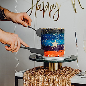 ERVILO Cake Serving Set, Cake Pie Pastry Servers, Stainless steel Cake Knife and Server Set Perfect For Birthday, Wedding, Parties and Events (Black Serving Set)