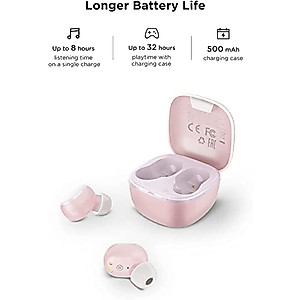 HTC True Wireless Earbuds 2 Bluetooth 5.1 with USB-C Charging Case, 32-Hour Playtime, Built-in Microphone, Touch Control Wireless Earbuds- Pink