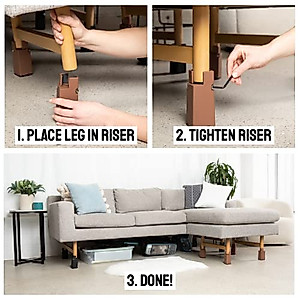 Goods4U Beige 4" Furniture Risers with Adjustable Screw Clamp | Easily Attaches to Legs with Diameter 0.8"-1.6" | Helps Posture, Back & Neck, Carpal Tunnel | Buy Now and “Level Up” Your Life!