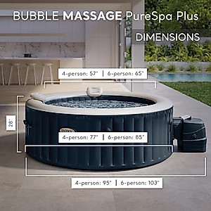 INTEX 28429EP PureSpa Plus Bubble Massage Spa Set: includes Energy Efficient Spa Cover – 2 Contoured Headrest – LED Light – 4 Person Capacity – 77" x 28"