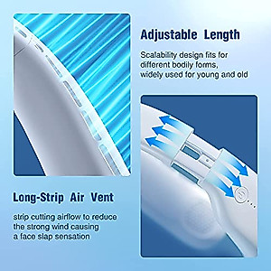 RANVOO [Lightweight but Powerful] Portable Neck Fan, Cooling Travel Fan, Hands-Free Ultra Lightweight Quier Bladeless Battery Operated Rechargeable For Outdoor Indoor Women Kids Men-White