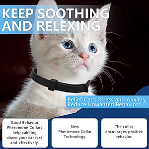 Calming Collar for Cats 4 Pack Cat Anxiety Relief and Stress Lasts 60 Days Cat Calming Collar Calming Pheromone Collar for Cats Cat Pheromone Collar Adjustable Size for All Cats(Black)