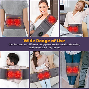 Cordless Heating Pad for Back, Lower Back Massager, Heated Back Brace with 3 Heating & Vibration Modes, Lumbar Support Belt for Men & Women
