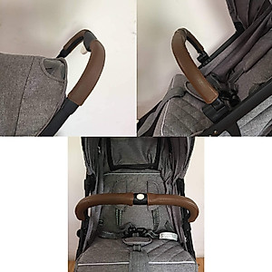 2 Pairs Baby Stroller Accessories Armrest Handle Covers PU Leather Universal Dust-Proof Protective Cover for Pushchair Pram(2 for Baby Armrest and 2 for Adult Push Handle)