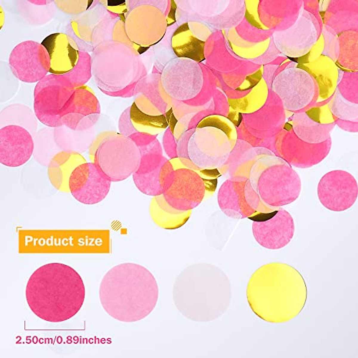 QOOLBUY Round Paper Table Confetti Dots,Paper Confetti Circles,Party Glitter Confetti for Wedding Bridal Birthday Party Decoration 1 Inch (1.76 OZ)-Pink&Gold Confetti