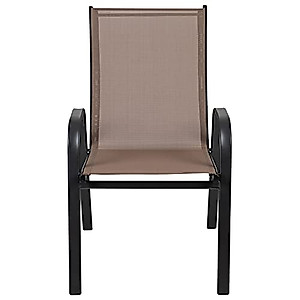 Flash Furniture 5 Pack Brazos Series Brown Outdoor Stack Chair with Flex Comfort Material and Metal Frame