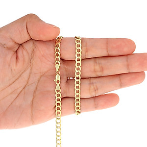 Nuragold 14k Yellow Gold 5mm Solid Cuban Curb Link Chain Pendant Necklace, Mens Womens Jewelry 16" 18" 20" 22" 24" 26" 28" 30"