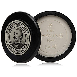Captain Fawcett's Handcrafted Luxurious shaving soap with wooden bowl ((110g/3.88oz))- With fresh top notes of Pine Needle, Sandalwood & Amber, Elemi, | great for personal and professional use
