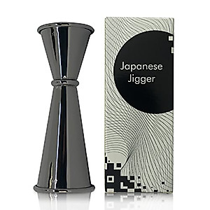 COCKTAIL JIGGER - DOUBLE JIGGER 2 OZ 1 OZ FOR BARTENDING - Food Grade Stainless Steel with Clear Visible Internal Measurements - Ergonomic Design for Effortless Bar Liquor Pouring - Gunmetal Black