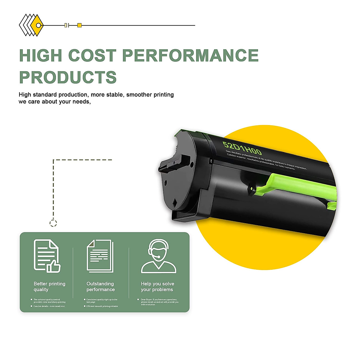 52D1H00 Extra High Yield Black Toner Cartridge - UOTY Compatible 1 Pack 52D1H00 Toner Replacement for Lexmark MS810dtn MS810n MS811dn MS811dtn MS811n MS812de MS812dn MS812dtn Printer