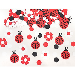 Ladybug Party Confetti - Ladybug Table Decorations, Red Black White Circle ladybug Confetti, Ladybug Birthday Decor, Ladybug Themed Wedding/Bridal Shower/Baby Shower Party Decor (180PCS)