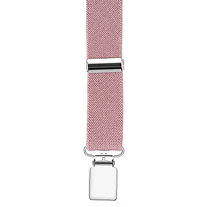 Pzle Men's Bow Tie and Suspenders Set Adjustable Elastic 47 Inches Blush Pink