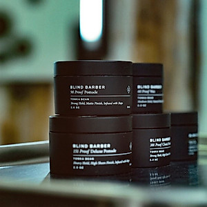 Blind Barber 90 Proof Hair Pomade for Men - Strong Hold, Natural Finish - Water-Based Pomade for Men with Hops & Tonka Bean - Free of Greasy Oils, Easy to Use Matte Pomade - (2.5 Oz)