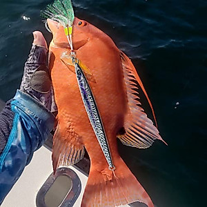 Gefischtter Fishing Jigs Vertical Saltwater Jigs Metal Jigging Spoon Slow Jigging Pitching Fishing Lures with Assist Hooks for Tuna,Bass,Dogtooth,Grouper/200g (Sliver 6.35oz)