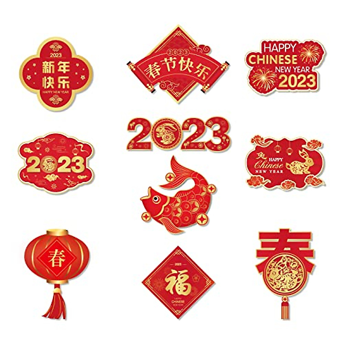 Happy Chinese New Year 2023 Party Decorations Porch Sign, 2023 Chinese New Year Banner Chinese Party Decoration Porch Sign Year of the Rabbit Welcome Sign Spring Festival Hanging Banner Decorations