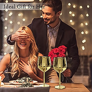 Stainless Steel Wine Glass Set of 2, 18oz Gold Wine Glass, Unbreakable Metal Wine Glasses with Wine Stoppers and Pourer, Stemmed Wine Goblet Perfect Gifts for Travel Outdoor Party