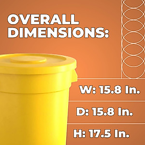 KTLT 10 Gallon Yellow Round Commercial Trash Can with Lid, Ingredient Bin, Wastebasket for Restaurant/Kitchen/School/Garage