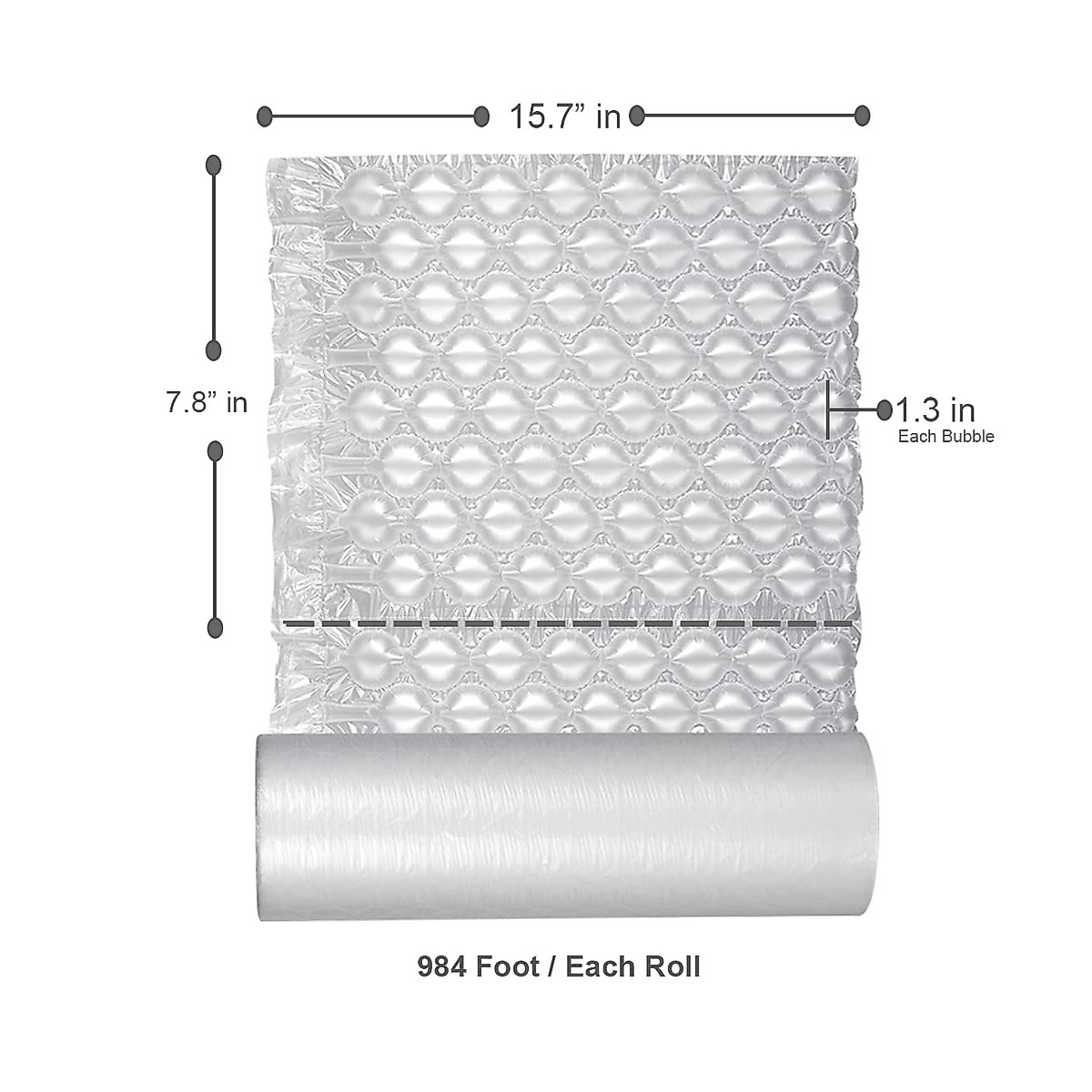 SOLTECH Inflatable Air Bubble Film Cushioning Wrap Rolls,Perforated, Easy to Tear,Large Air Bubble, 15.7 Inchx984 Feet Total,Packing, Industrial, Business Bubble Supply (Perforated Line 7.8" in)