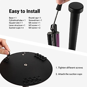 LOEFME Paper Towel Holder Stand, Easy One-Handed Tear Paper Towel Holder Countertop with Suction Cups, Stainless Steel Paper Towel Rack for Kitchen and Dining Room Table, Black