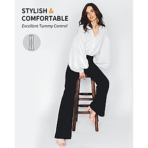 CAMBIVO Flare Yoga Pants for Women High Waist, Bootcut Workout Stretch Leggings with Pockets & Tummy Control, Non-See-Through Black