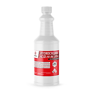 Hydrochloric Acid - 1 Quart - 32 FL Oz - Muriatic Acid 20 Be - Used in PVC Manufacturing, Regulating PH, Swimming Pools, Salt Purification, Pickling Steel, Leather Processing, Oil