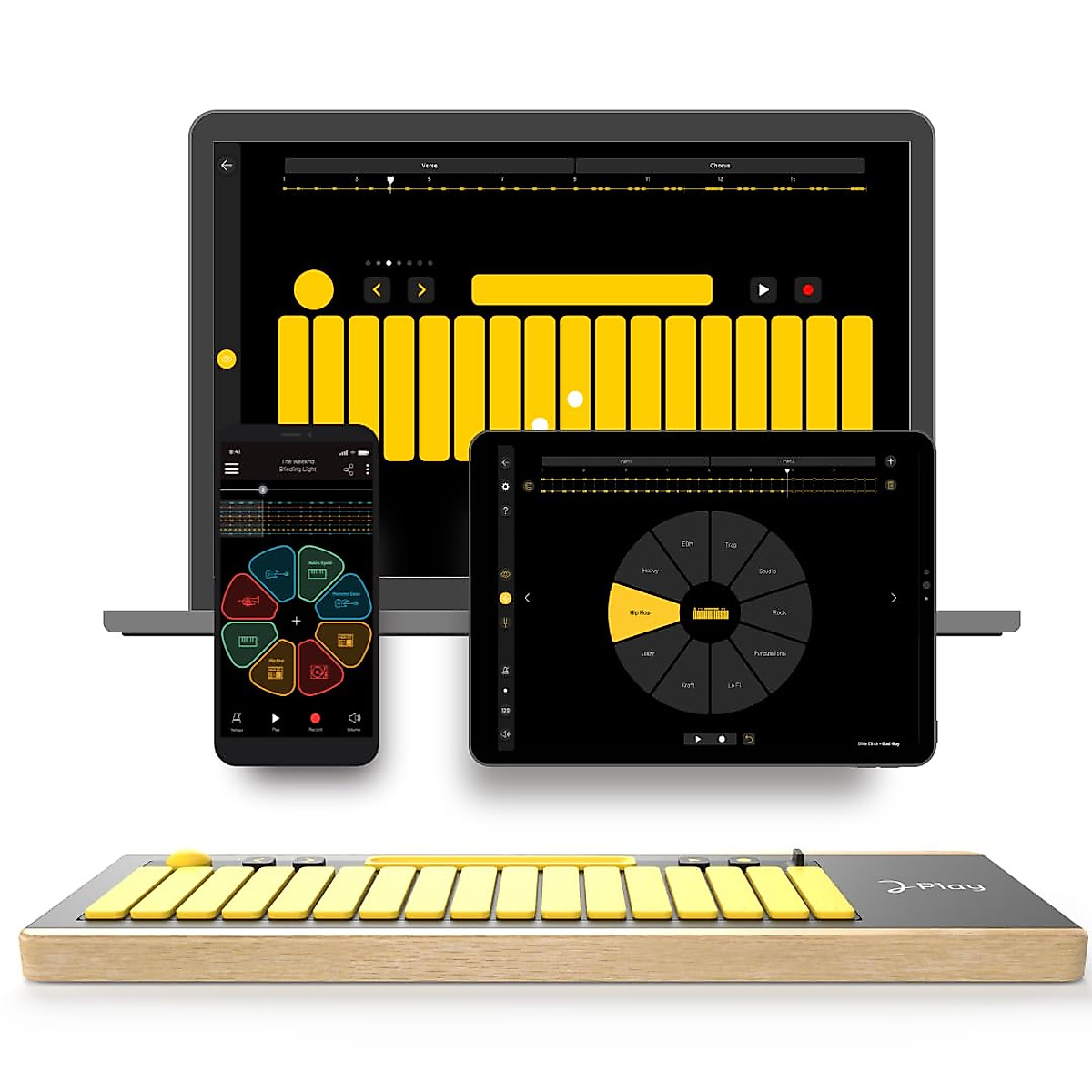 Keys Pad Accessory for J-Play MIDI controller - 17 Keys and Effect Zone, Dedicated Musical App Included, Plug & Play Music instrument Water Edition