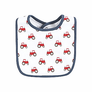 Hudson Baby Unisex Baby Cotton Bibs, Boy Farm Animals, One Size