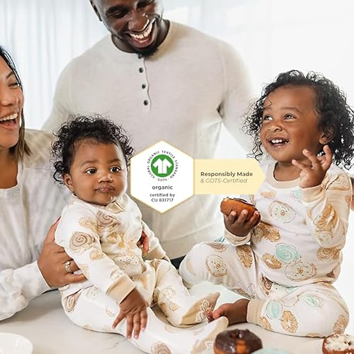 Burt's Bees Baby Toddler Baby Girls' Pajamas, Tee and Pant 2-Piece Pj Set, Bakery Doughnuts, 12 Months