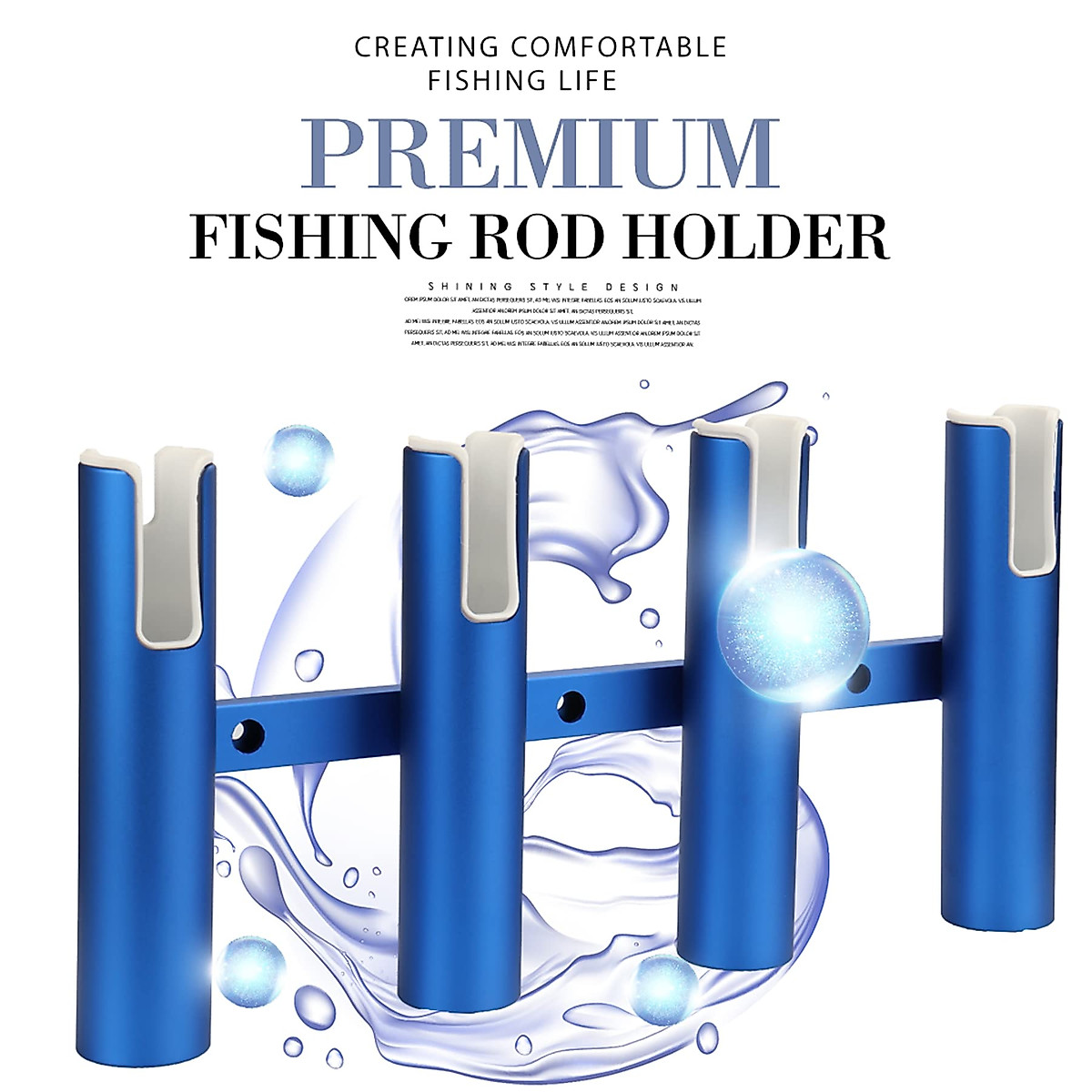 Xinkunmarine Aluminium Fishing Rod Holders for Boat, Wall-Mounted Fishing Pole Roof Rod Rack,Surf Fishing Rod Holder for Truck, Boats & Yacht (4 Tubes Blue)