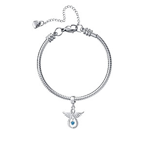 OutstandLong Angel Wings Infinity Blue Heart Crystal Women Beads Charms for Charm Bracelets Jewelry