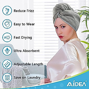 AIDEA Microfiber Hair Towel Wrap, 5 Pack Hair Turbans, Super Absorbent Quick Dry Hair Towel Wrap for All Hair Types Anti Frizz, 26"×10"