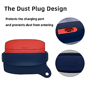 Haotop Case Compatible with Jabra Elite 65t/Elite Active 65t, Silicone Waterproof Overall-Protection Case Cover with Carabiner (Midnight Blue)