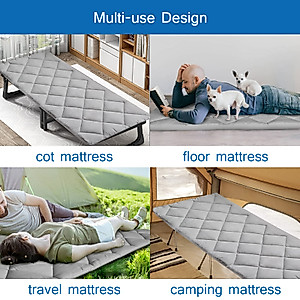 Cot Mattress Pad (Improved Thickness) Quilted Cot Pads for Camping, Camping Sleeping Mat Soft Comfortable Cot Mattress Topper 30" X 75" Camping Mattress Pad for Camp Cot/Rv Bunk/Narrow Twin Beds, Gray