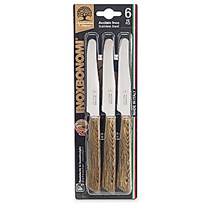 6 kitchen Knifes (Knives) - Italian Stainless Steel Vegetable/Steak/Table Knife Cutlery (Durmast Oak)