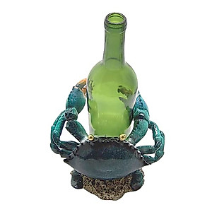 Crab Wine Bottle Holder, Nautical Décor, Freestanding Tabletop Decoration, 7 Inches