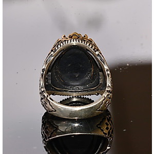 Men's Natural Tiger Eye Masonic Ring, 925 Sterling Silver, Handcrafted with Ornate Design
