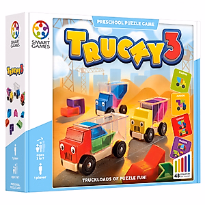 SmartGames Trucky 3 Wooden Skill-Building Puzzle Game Moving Trucks for Ages 3+