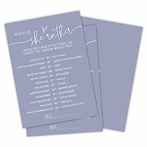 YKYENR Would She Rather Game Cards For Bridal Shower(30 Pcs), Minimalism Pale Purple Wedding Party Game Cards, Mr & Mrs, Engagement Party, Bridal Shower Party Games & Activities - C02