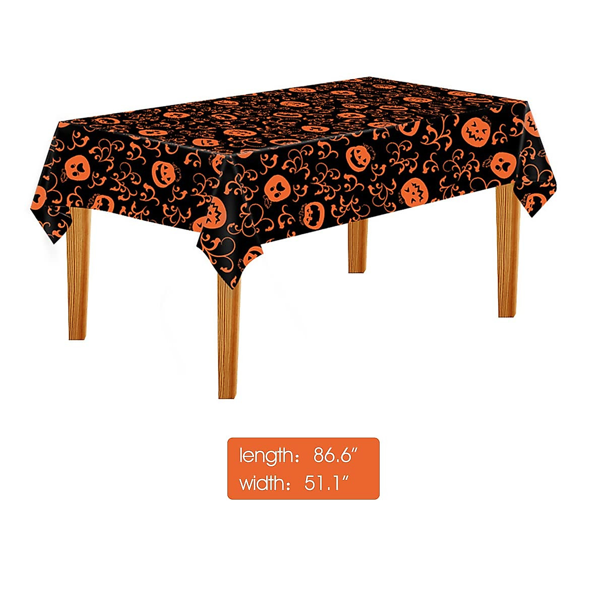 CIEOVO 6 Pieces Halloween Table Cover, Halloween Rectangle Plastic Tablecloth Pumpkin Cobweb Spider Pattern Table Cover for Halloween Kitchen Dinning Room Party Decoration Supplies