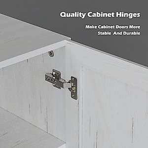 FIMELLO Wall Cabinet, Farmhouse Wall Mounted Cabinets for Kitchen Garage Laundry Storage, Medicine Cabinet with 3 Door and Shelves, White