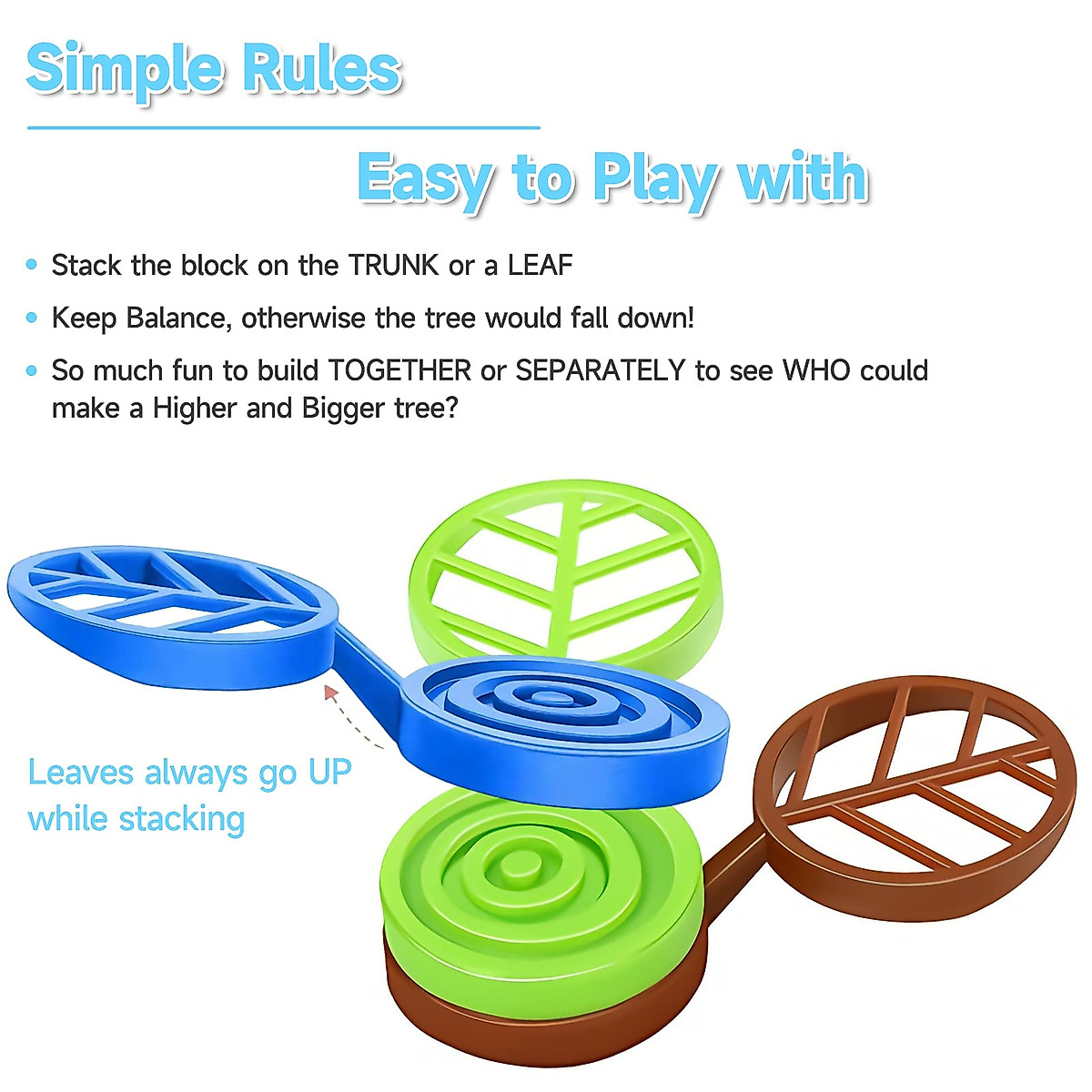 Stack-a-Rainbow-Tree Plastic Stacking Blocks 70 Piece, Balance Game Building Toys for Kids Ages 3-8, Preschool Kindergarten Educational Montessori Toys for 3 4 5 6+ Year Old Boys Girls Birthday Gifts