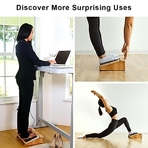 StrongTek Under Desk Footrest, Slanted Non-Slip Wooden Step Stool for Home and Office Chairs, Portable Ergonomic Posture Support for PC Gaming or Work Standing Desks