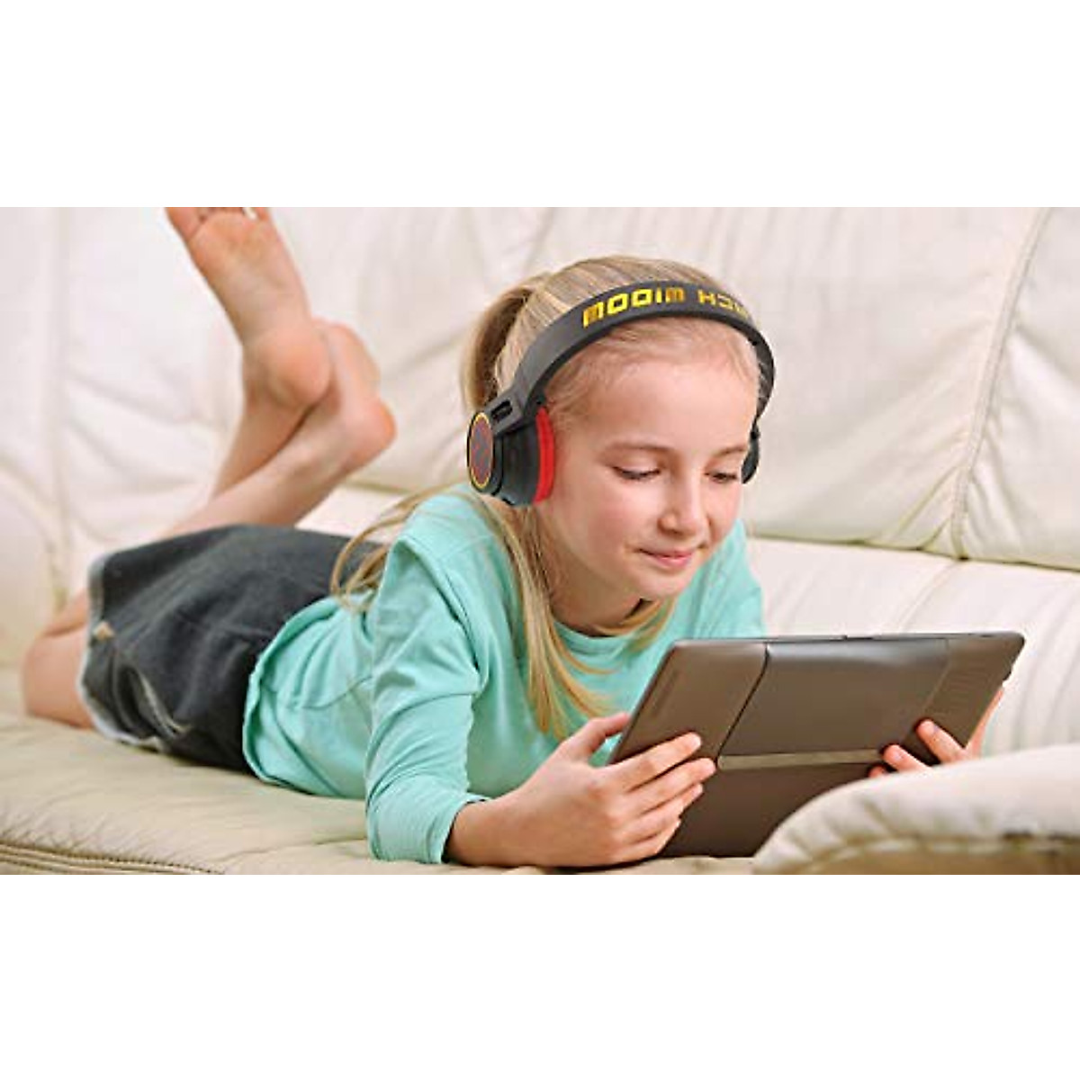 eKids Black Widow Kids Bluetooth Headphones, Wireless Headphones with Microphone Includes Aux Cord, Volume Reduced Kids Foldable Headphones for School, Home, or Travel