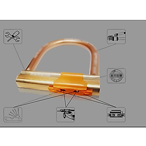 DULASP Anti-Theft Lock U Lock, Bicycle Lock, Motorcycles Lock Gate Lock for Road Mountain Bike, Motorcycle, Stroller 6.6in X 8.2in Gold Bicycle U-Shaped Lock