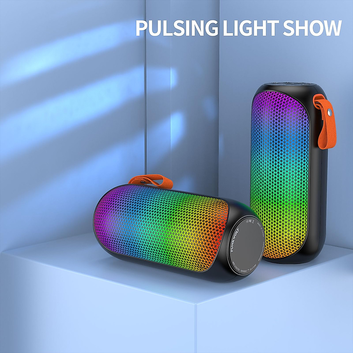 ROFALL Portable Bluetooth Speaker with Stereo Sound, Outdoor Wireless Speakers, Rich Bass, Bluetooth 5.3, 10 Watts, RGB Lights, Dual TWS Paring, Loud Crystal Clear Stereo Sounds